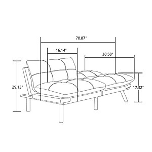70.87" Velvet Futon Sofa Bed, Modern Convertible Sleeper Sofa Couch with Adjustable Backrest and Armrests, Tufted Loveseat Sofa with Metal Legs for Living Room, Bedroom, Apartment, Navy Blue