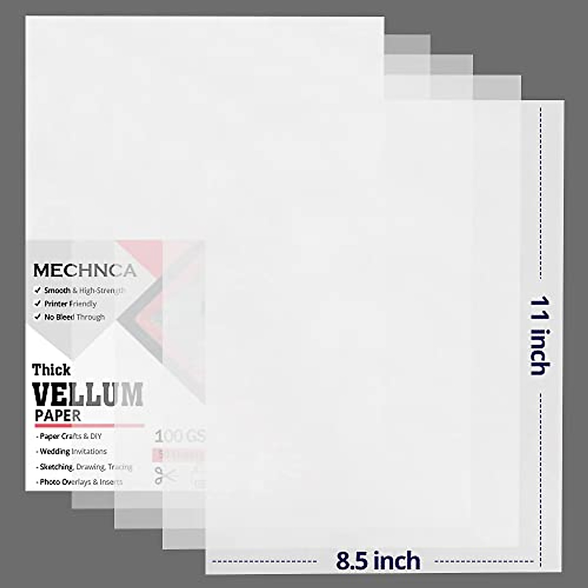 Vellum Paper 8.5 x 11 Translucent Printable - 50 Sheets