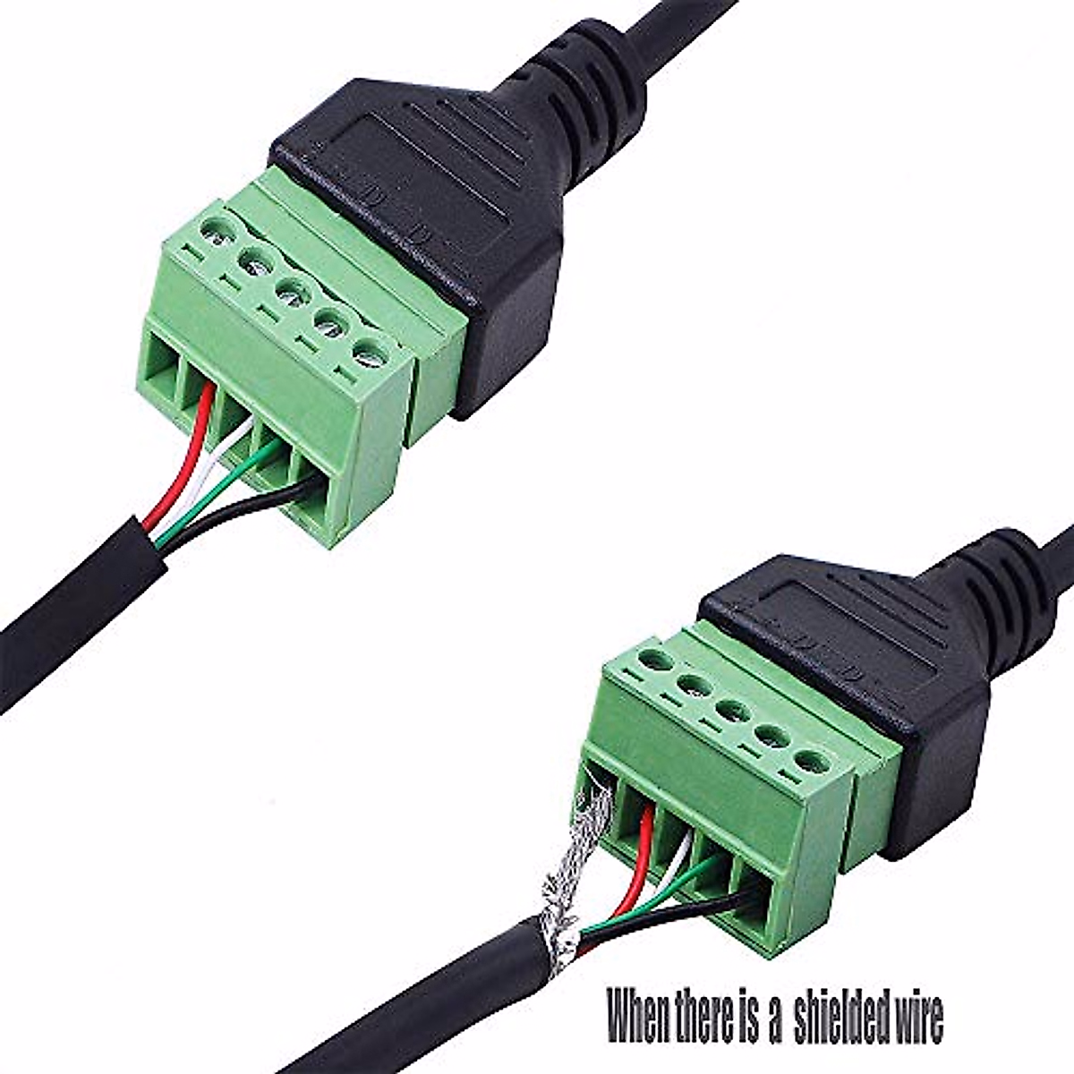 Poyiccot Micro USB Screw Terminal Block Connector, Micro USB Male to 5 Pin/Way Female Bolt Screw Shield terminals Pluggable Type Adapter Connector Cable 30cm(Micro USB Male)