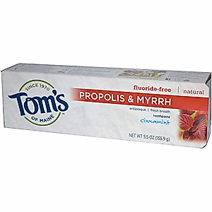 Tom's of Maine Antiplaque Fluoride-free Cinnamint Toothpaste with Propolis and Myrrh, 5.5-Ounce (Pack of 2)