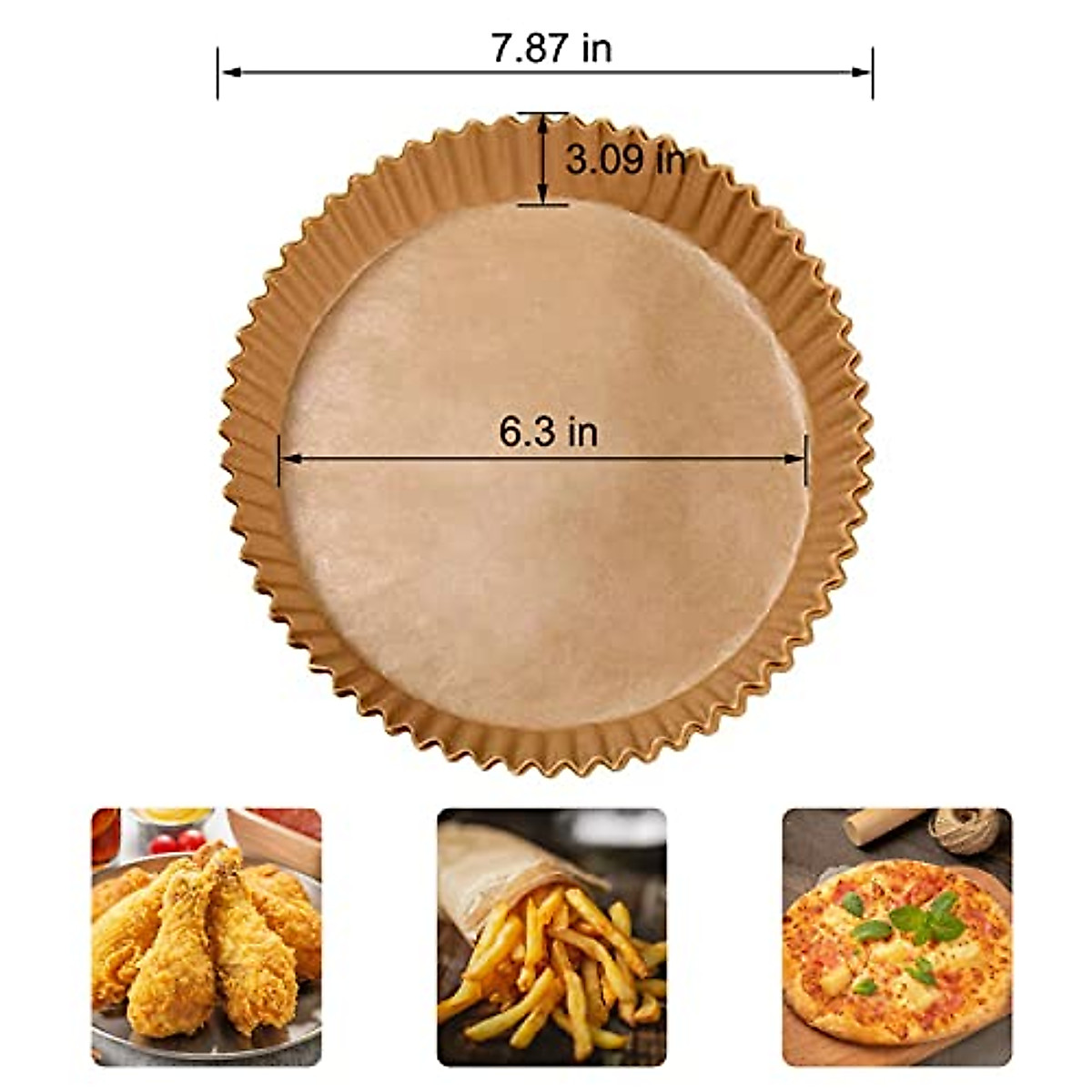 100PCS Air Fryer Disposable Paper Liner, Yokgrass Non-stick Air Fryer Parchment Paper, Oil-proof, Water-proof, Baking Paper for Air Fryer, Baking Roasting Microwave