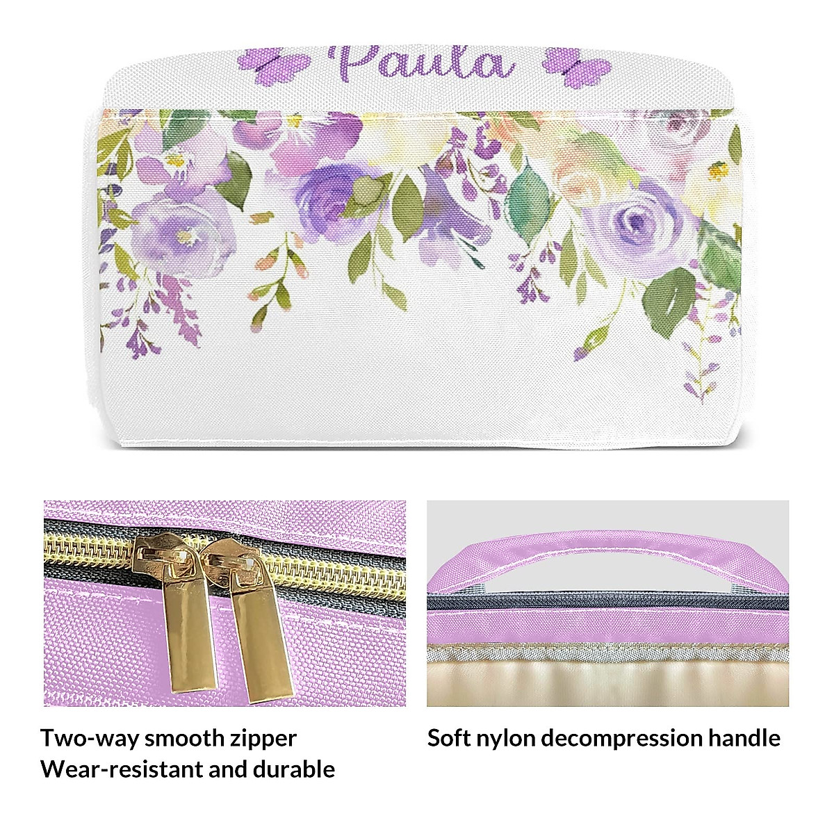 zaaprintblanket Custom Beautiful Butterfly Floral Waterproof Diaper Bag Backpack with Name Personalized Baby Nappy Bags for Women Mommy Girl Gift