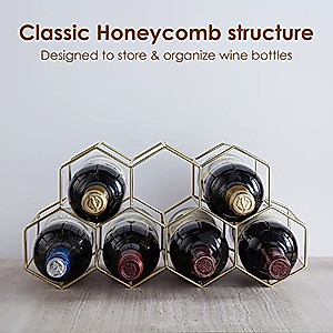 FOMANSH Countertop Wine Rack - 7 Bottle Holder for Wine Storage, Freestanding Wine Rack for Wine Cellar Bar Cabinet, Metal Tabletop Wine Holder with Modern Design,Stand Wine Rack for Kitchen