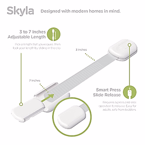 Strap-Locks (12-Pack) & Handle - Lever - Knob Locks 5 1//4 inch (8-Pack) Baby Proofing Set of 20 Locks