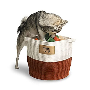Midlee Rust & White Rope Toys Basket