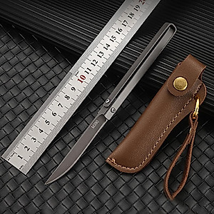 PAVCEING Outdoor knife folding knife broken window survival knife creative portable fruit knife men and women self-defense mini knife (Black)