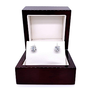 Diamond Wish 1 1/2 Carat Moissanite Round Stud Earrings in 14k White Gold (J-K, 6 mm, cttw) 4-Prong Basket Screw Back