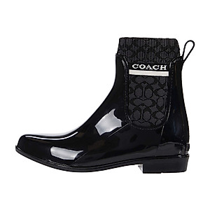 Coach Rivington Rain Bootie Black Rubber 7 B (M)