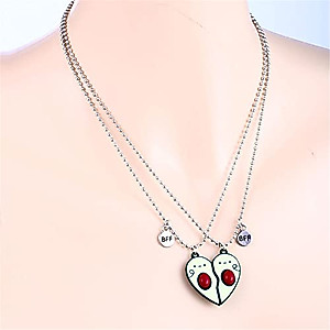 COLORFUL BLING 2/3Pcs Cute Half Broken Heart Koala Avocado Engraved BFF Pendant Chain Adjustable Necklace Bracelet for Best Friend Women Girl Men Boy Split Heart Forever Friendship Gifts Love-Avocado