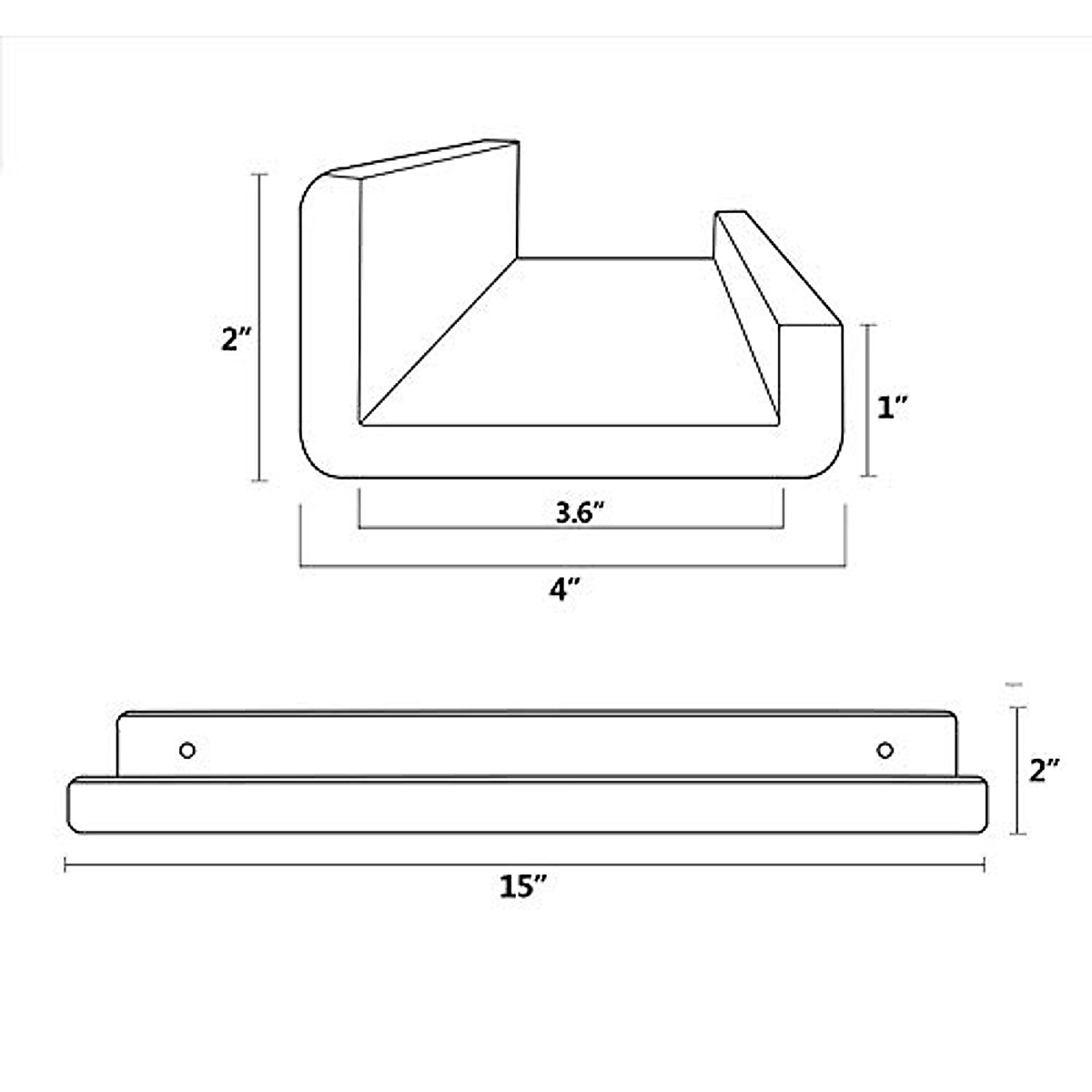 HBlife 15 Inches Invisible Wall Floating Bookshelf for Kids and Nursery, Clear Acrylic Shelves for Figures, 4 Pack (5MM Thick)