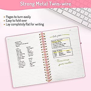Forvencer Lined Spiral Journal Notebook with 300 Numbered Pages, B5 College Ruled Thick Journals for Writing with 100GSM Paper, Hardcover Notebooks with Contents for Work, School, Women, Men, Pink