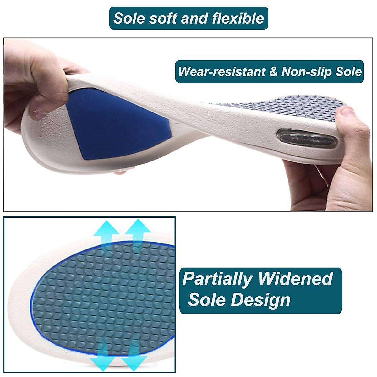 W&LESVAGO Men's Extra Wide Diabetic Edema Adjustable Slippers, Air Cushion Lightweight Walking Shoes Comfort for Elderly Indoor/Outdoor(Black Grey, 11)