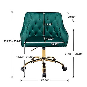 HomSof Home Office Desk Chair Modern Velvet Office Computer Chair Height Adjustable Mid-Back Task Chair