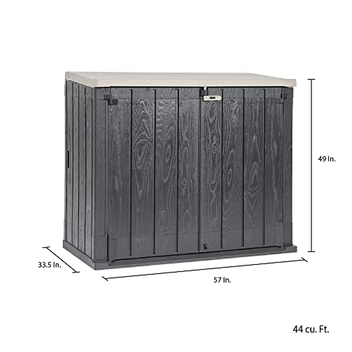 Toomax Stora Way All Weather Outdoor Extra Large Horizontal Storage Shed Cabinet for Garden Tools, and Yard Equipment, Taupe Gray and Anthracite