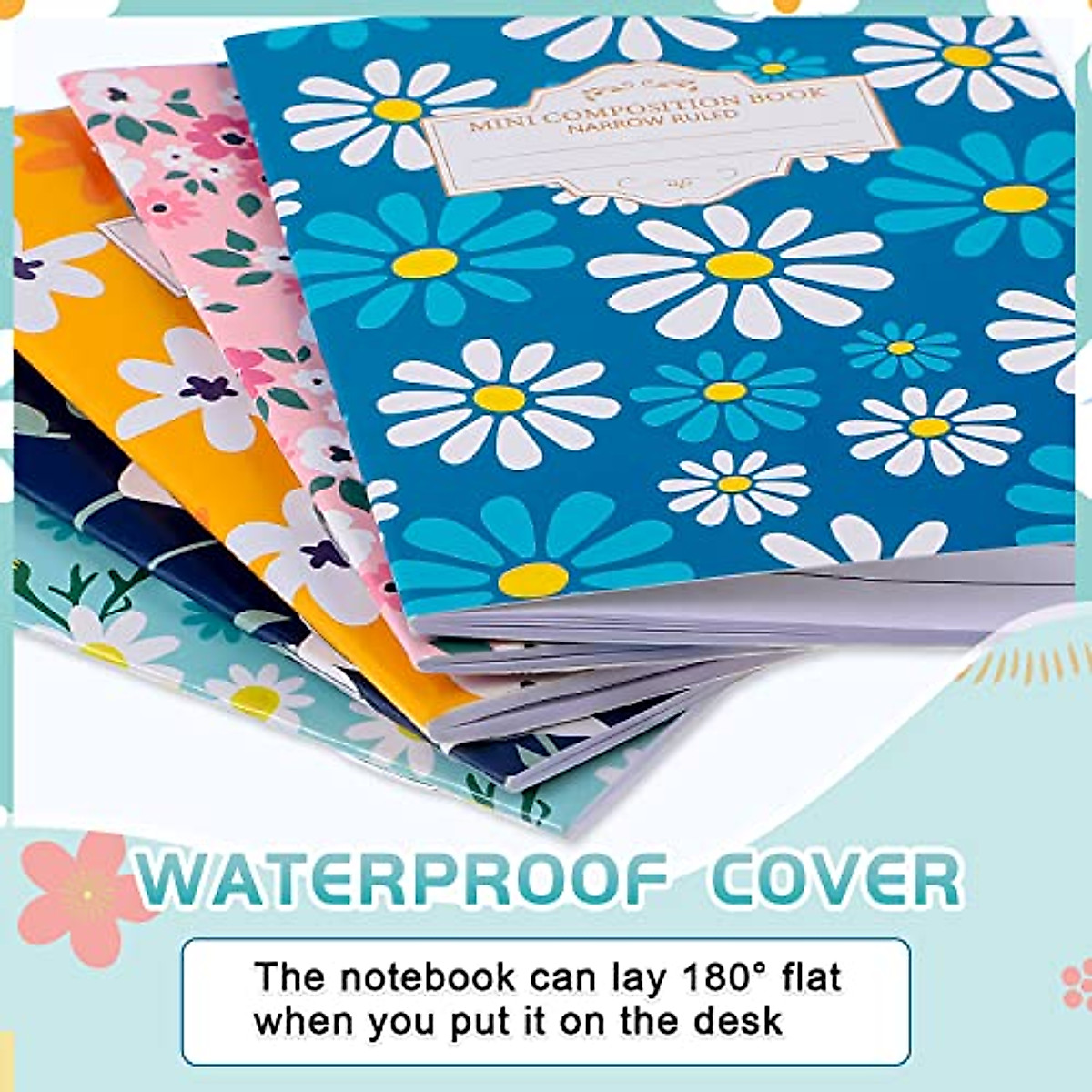 Geelin 56 Pcs Mini Notebooks for Kids Small Composition Books Bulk Assorted Mini School Supplies Small Pocket Notepad for Students Kids, 8 Styles (Floral Style)