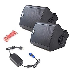 Pyle Waterproof Wall Mount Speaker System - 5.25 Inch Active + Passive Pair Wireless Bluetooth Compatible Indoor/Outdoor Stereo Sound Set with AUX IN - Pyle PDWR52BTBK (Black)