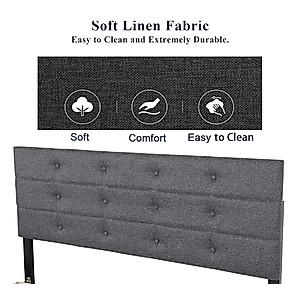 WII UWILL Platform Queen Bed Frame with 2 Storage Drawers and a Twin Size Trundle,Upholstered Bed with Tufted Headboard,Suitable for Kids/Teen/Adults,No Box Spring Needed, Easy Assembly