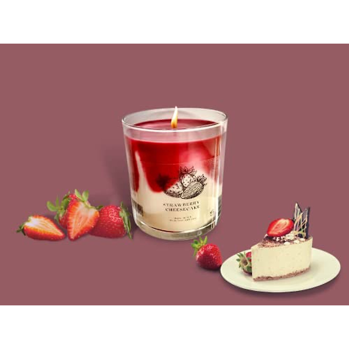 Signature Marbled Candle | Strawberry | Strawberry Cheesecake | Scented Candle | 100% Soy Wax | Cotton Wick |