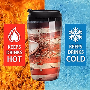 Football Print U.S Flag Travel Coffee Mug Reusable Coffee Cup Tumbler with Lid for Outdoor 250ml