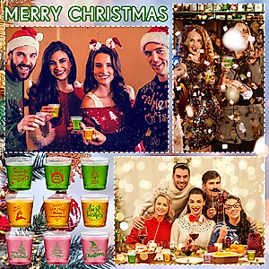 Yaomiao 300 Pieces Christmas Plastic Glasses 2 oz Christmas Party Transparent Cups Bulk Disposable Plastic Drinking Tasting Cups Christmas Shot Glasses for Adults for Whiskey Xmas Party Supplies