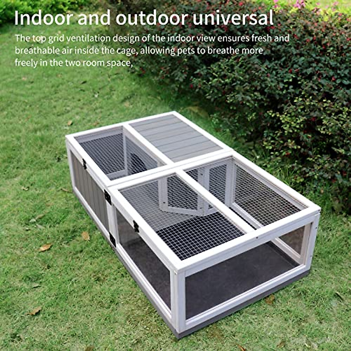 Tortoise Habitat, Wooden Tortoise House w/Removable Waterproof Tray Indoor Outdoor Turtle Enclosure for Small Animals Outdoor Wooden Reptile Cage