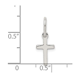 Solid 925 Sterling Silver Small Cross Charm Pendant - 18mm x 10mm
