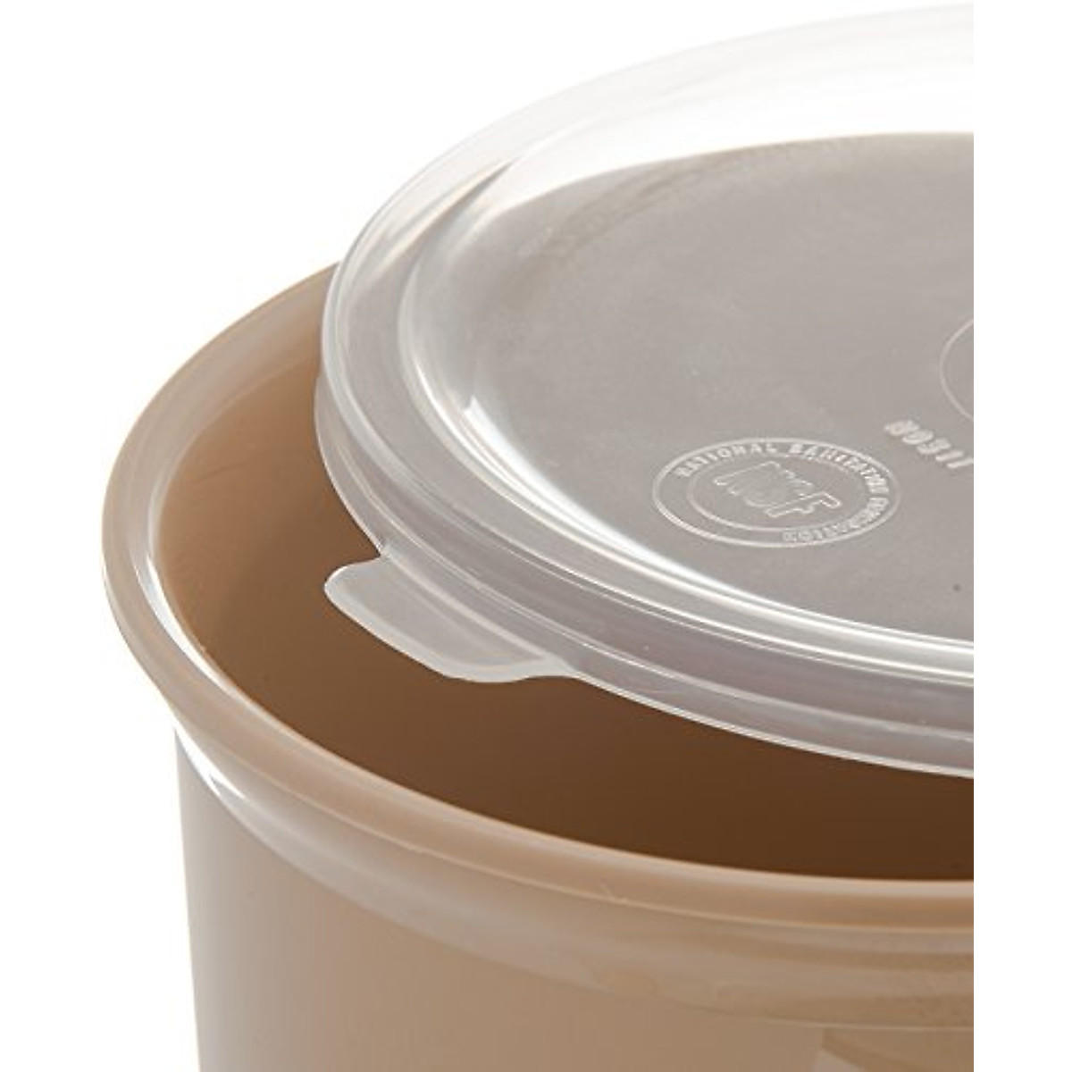 Carlisle FoodService Products Round Storage Container with Lid, 1.2 Quart Crock, Beige