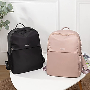 PINCNEL Fashion Laptop Backpack Purse for Women with Anti-Theft Pocket, External USB Port, and Travel Luggage Strap for Work, School, and Casual Style(Pure Black)