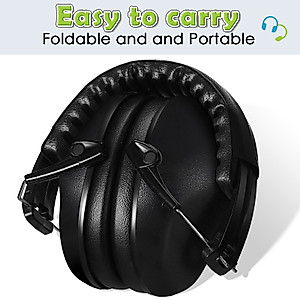 4 Pcs Kids Ear Protection Earmuffs Hearing Adjustable for Noise Reduction for Toddlers 27NRR Noise Cancelling Earmuffs (Black)