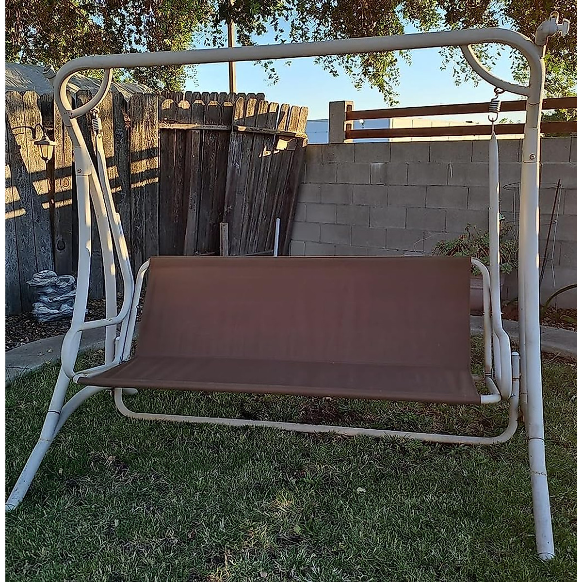 J&C Patio Swing Seat Cover Replacement 600D Heavy Duty Swing Cushion Cover Outdoor Swing Seat Support Waterproof Fade Resistant for 3 Seater Durable Swing Covers for Frame (63x22x22in)