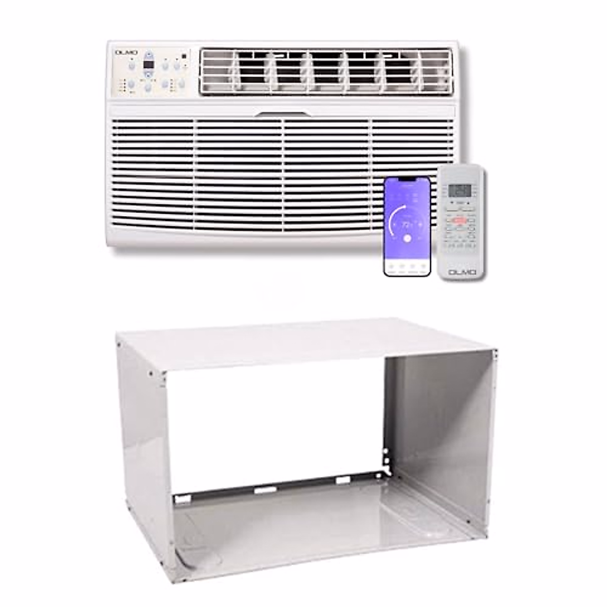 OLMO 8,000 btu 115V Through-the-Wall Air Conditioner with Remote Control and built in Smart Kit, (Heating and Cooling) (R32 Refrigerant) Wall Sleeve Included…