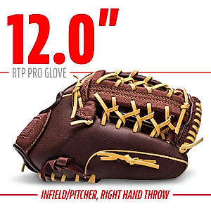 Franklin Sports Baseball Gloves - RTP Pro Baseball Fielding Glove - Infield/Pitcher Glove - 12", Brown