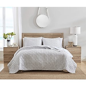 Stone Cottage - Full/Queen Quilt Set, Reversible Cotton Bedding with Matching Shams, Lightweight Home Decor (Willow Way Grey, Full/Queen)