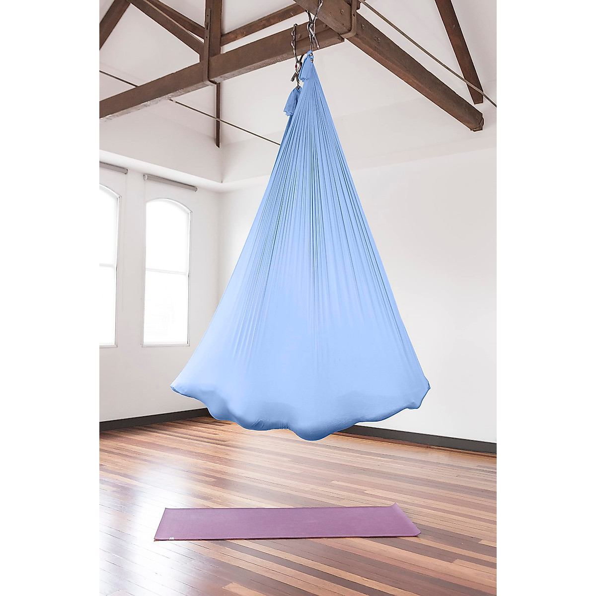 PINC Active Silk Aerial Yoga Swing & Hammock Kit for Improved Yoga Inversions, Flexibility & Core Strength - Blue