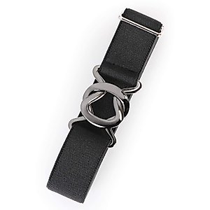 JASGOOD Womens Invisible Belt Comfortable Elastic Adjustable No Show Web Belt Metal Buckle Belt, A-Black,US Size 0-14