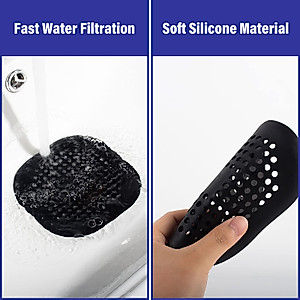 Drain Hair Catcher,Square Drain Cover for Shower Silicone Hair Stopper with Suction Cups Easy to Install and Clean Suit for Bathroom,Bathtub,Kitchen 2 Pack(Black)