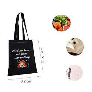 G2TUP Knitting Tote Bag Yarn Storage Bag for Knitting Knitting Keeps Me From Unravelling Knitting Lovers Gift (Knitting Tote Bag)