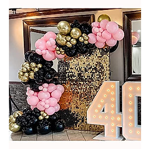 EROOCAI Pastel Pink Black Balloon Garland Arch Kit -150pcs Chrome Gold Balloons in Different Size for Baby Shower Bridal Shower Birthday Party Gender Reveal Party Decorations