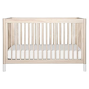 Babyletto Gelato 4-in-1 Convertible Crib with Toddler Bed Conversion in Washed Natural and White, Greenguard Gold Certified