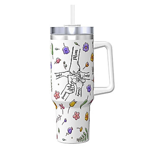 Personalized 40 Oz Stainless Steel Tumbler Best Mom Ever Cup Gift, Custom Name 3D Inflated Effect Travel Mug, Birthday Valentine's Day Coffee Mug for Mom Nana Mothers Day Gifts for Mom,01