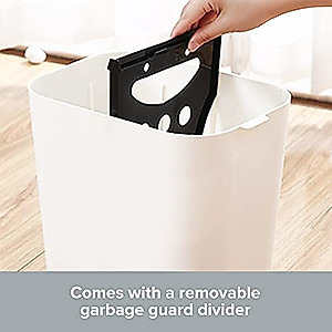 Dual Compartment Trash Can - Nordic Style Trash and Recycling Combo - Double Trash Can with Separate Pop Up Trash Bin Lids - Slim Garbage Can - Kitchen Recycle Bin - 10.2x7.1x13.2in White Trash Can