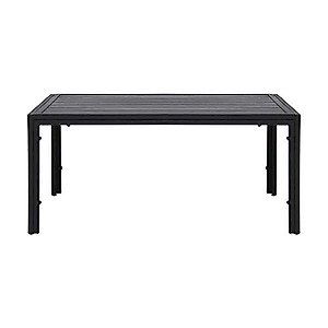 ABBLE Outdoor Coffee Table Steel Slat Black Coffee Table Indoor Outdoor Rectangle Patio Coffee Table for Living Room Café Courtyard Poolside Backyard (Black)