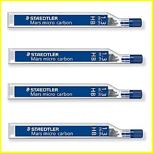 4 x STAEDTLER Mars micro carbon 251 1.3mm HB - Pencil lead refills - 4 Tubes / Packs (4 6 Leads) HB