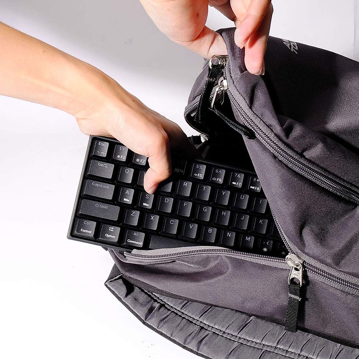 VELOCIFIRE Wireless Bluetooth Mechanical Keyboard, M1 TKL61WS 61-Key 60% Tactile Brown Switch Mini Portable Mechanical Keyboard with Ice Blue Backlit, Compatible with Mac OS and Windows OS(Black)