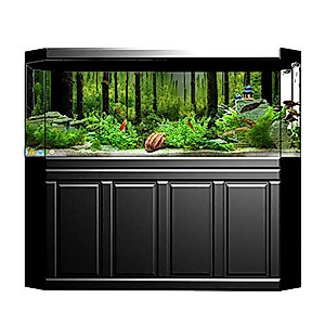 Semme Fish Tank Poster, Aquarium Background Paper PVC Adhesive Underwater Forest Tank Background Poster Backdrop Decoration Paper (122 * 46cm)