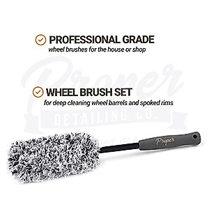 PROPER DETAILING CO. Car Wheel Brush Set, 2 Pack Premium Microfiber Brushes for Cleaning Wheels, Wheel Barrels, Spoked Rims, Professional Grade Scratch Free Wheel Brush for Cars, Trucks, Motorcycles