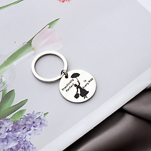 bobauna Mary Inspired Practically Perfect In Every Way Keychain Literature Quote Jewelry Inspirational Gift (practically roud keychain)