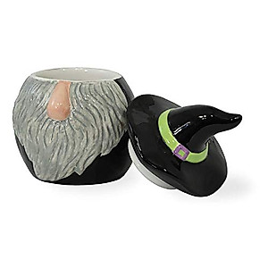 Boston International Halloween Ceramic Snack Jar with Lid, 5.5 x 8.5-Inches, Wizard Gnome
