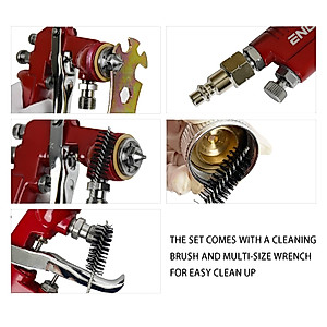 ENDOZER Professional Siphon Feed Spray Gun for Paint, Red Handle, 34 oz -1.8mm Nozzle for a Variety of Low Viscosity Paints