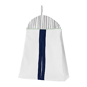 Sweet Jojo Designs Navy Blue Woodland Deer Boy Baby Crib Bedding Set for Infant Nursery Room Quilt, Fitted Sheet, Skirt, Diaper Stacker - 5pc - Mint Green and Grey Woodsy Forest Arrow